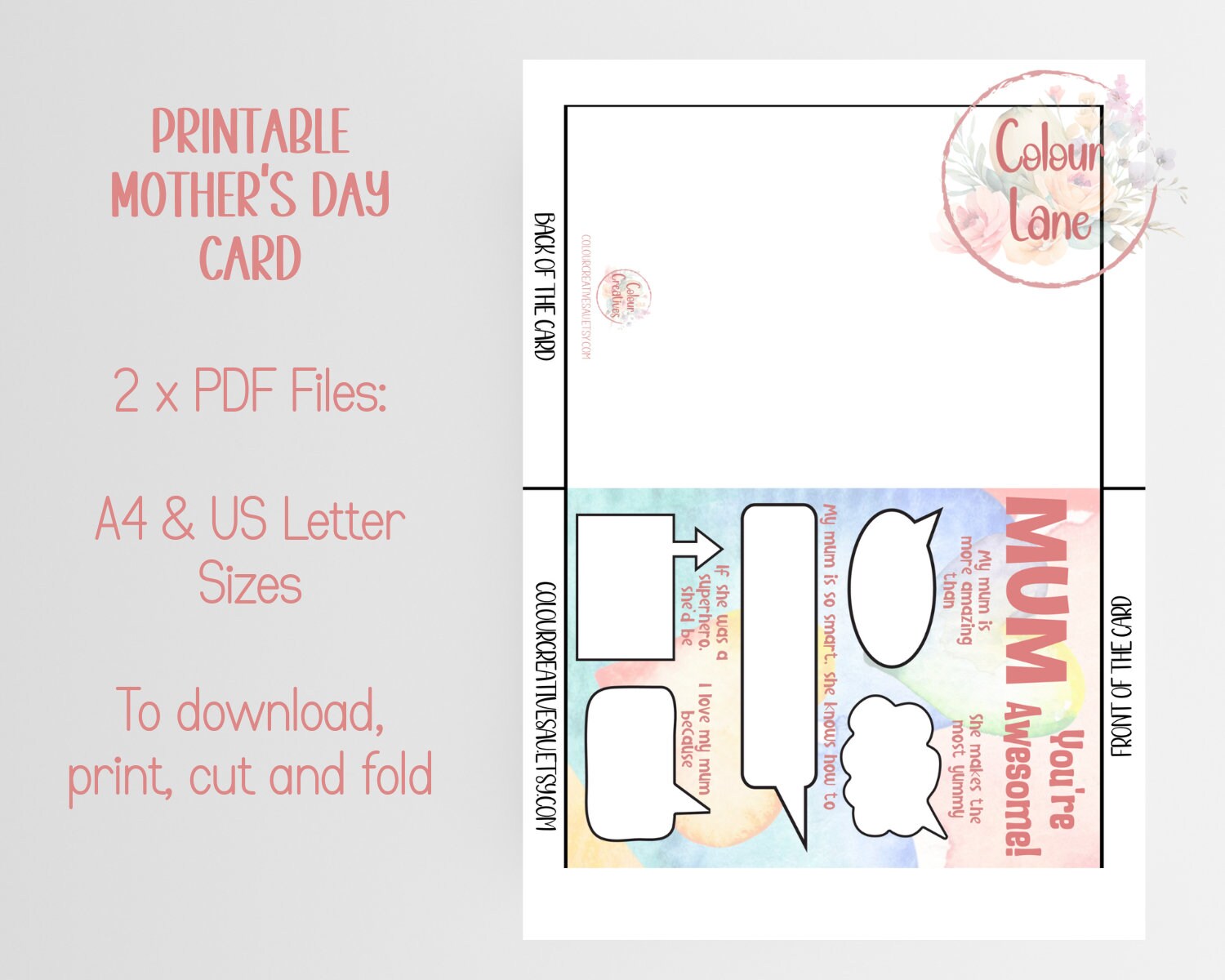 Mothers Day Card, All About My Mum Printable Card, All About Mom ...