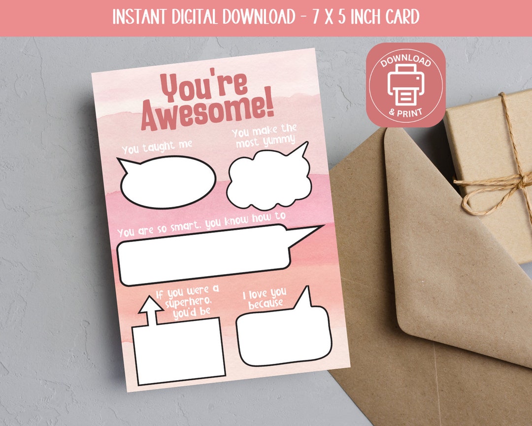 Mothers Day Card, All About My Special Person Printable Card, All About ...