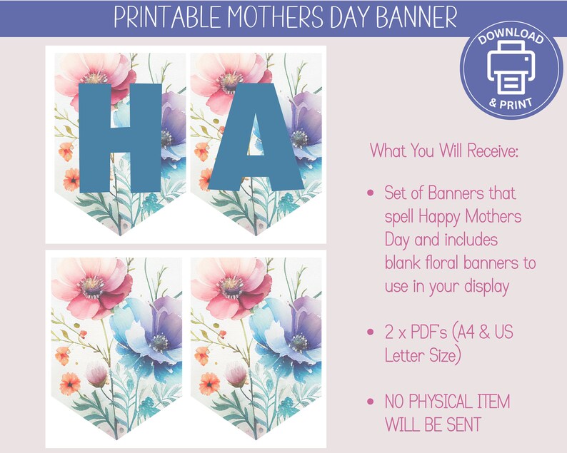 Mothers Day Banner Template, Mothers Day Printable, Happy Mothers Day ...