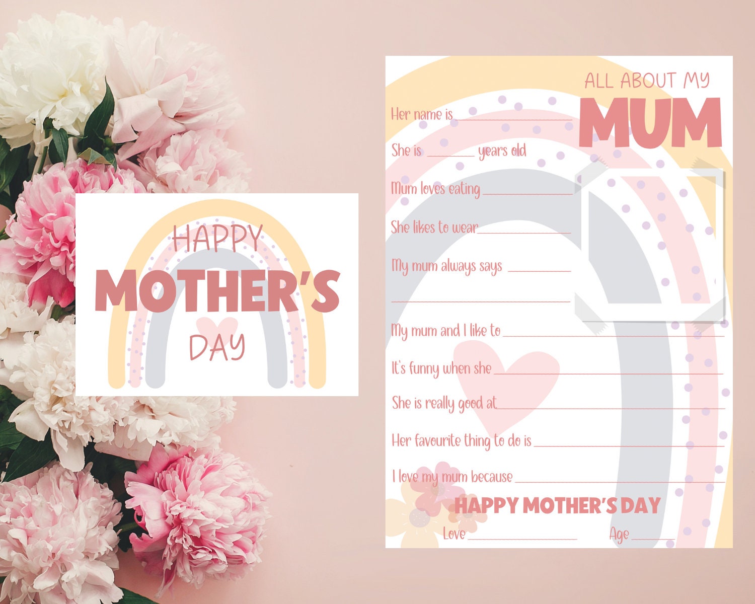 All About My Mum Printable, All About Mom, Mother's Day Gift, Mother's ...