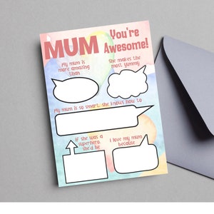 Mother's Day Card: All About My Mum Printable Questionnaire (digital ...