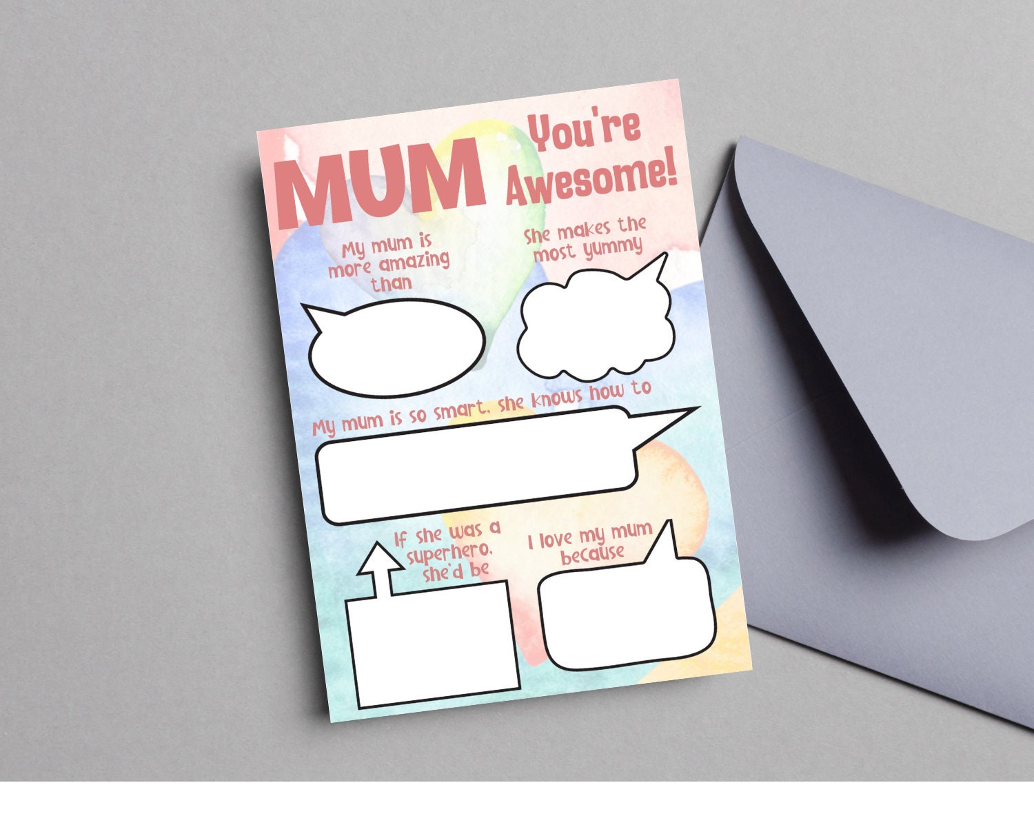 Mothers Day Card, All About My Mum Printable Card, All About Mom ...