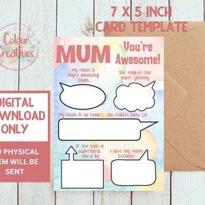 Mother's Day Card: All About My Mum Printable Questionnaire (digital ...