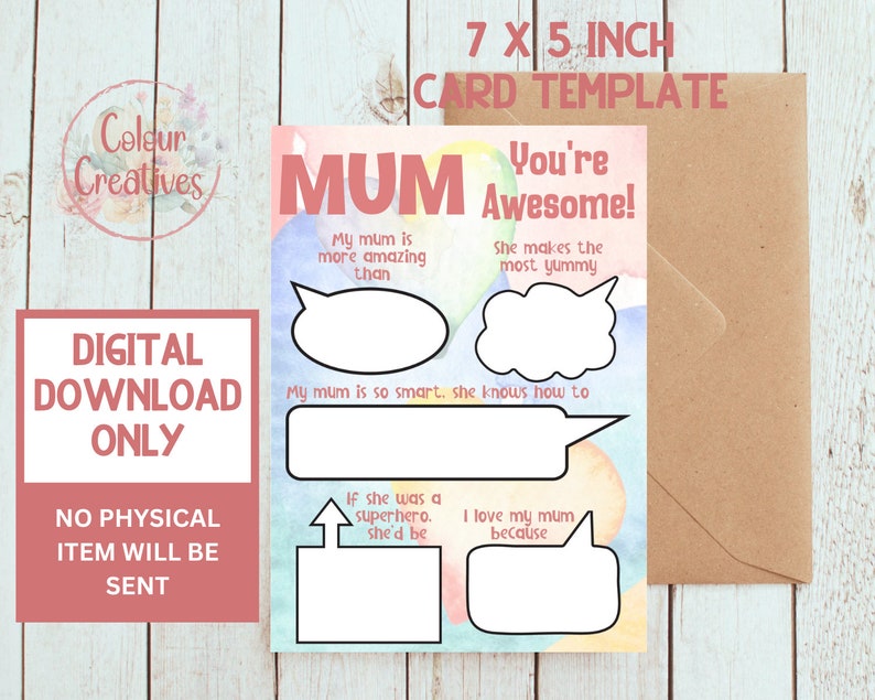 Mothers Day Card, All About My Mum Printable Card, All About Mom ...