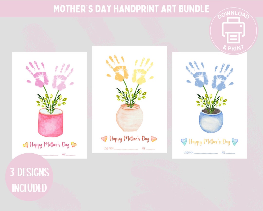 Mother's Day Handprint, Mothers Day Handprint Art, DIY Keepsake, Craft ...