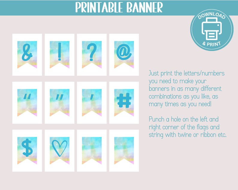 Printable Alphabet Banner, Letter and Number Printable Banner, Party ...