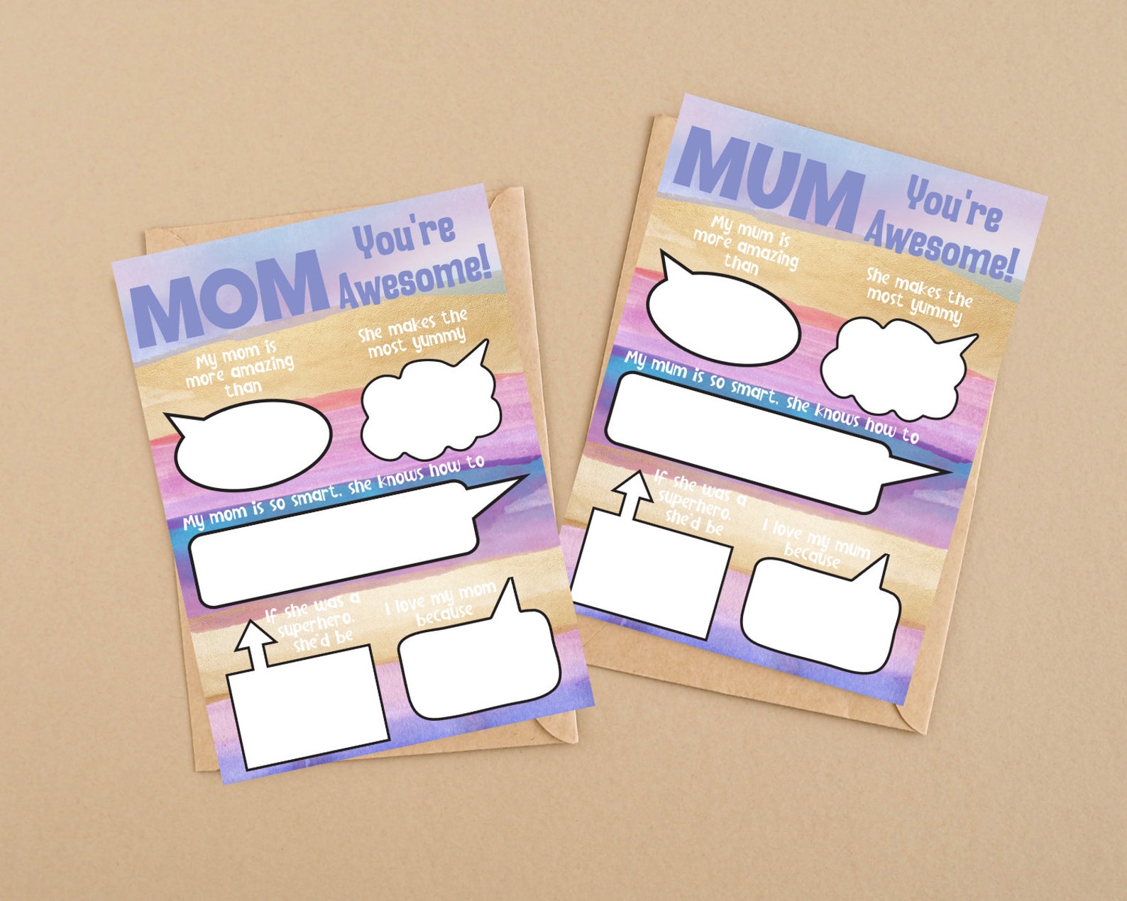 Mother's Day Card: All About My Mum Printable Questionnaire (digital ...