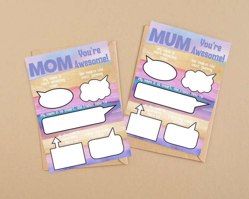 Mother's Day Card: All About My Mum Printable Questionnaire (digital ...