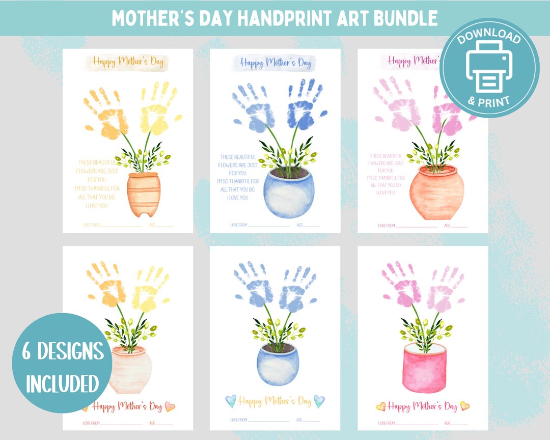 Mother's Day Handprint, Mothers Day Handprint Art, DIY Keepsake, Craft ...