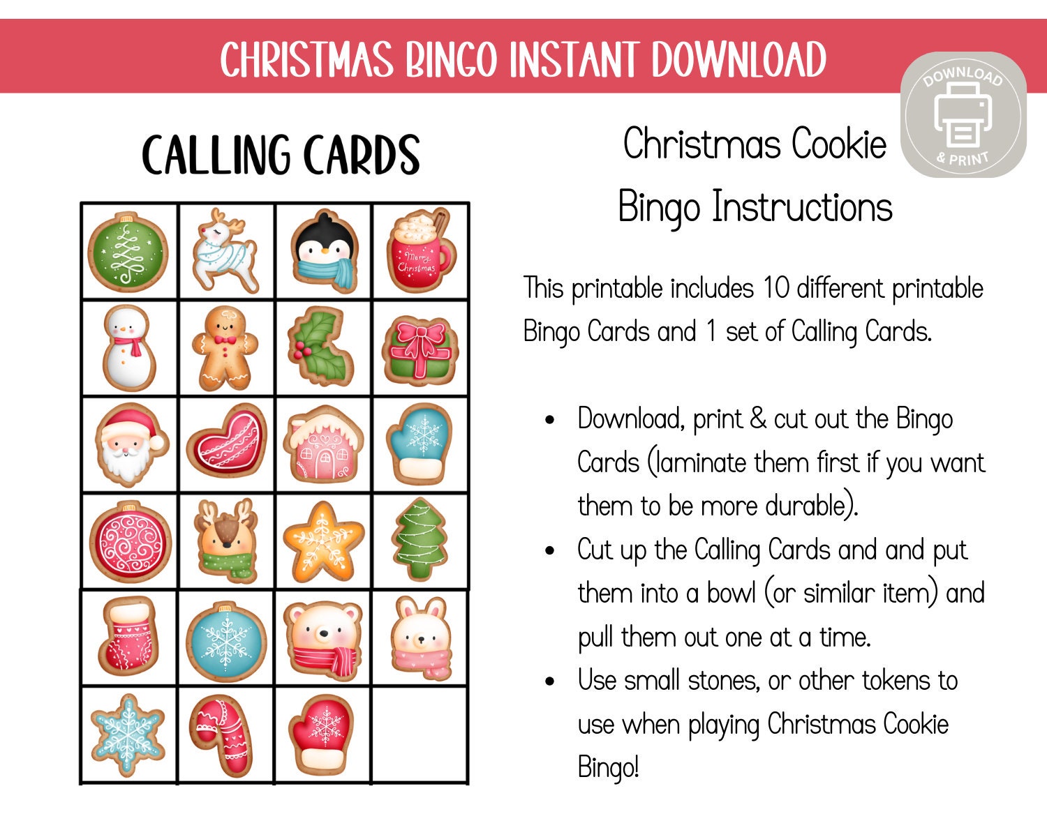 Christmas Cookie Bingo Game: Printable Holiday Activity (digital ...