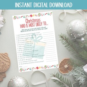 Most Likely to Christmas Game, Printable Holiday Game, Printable ...