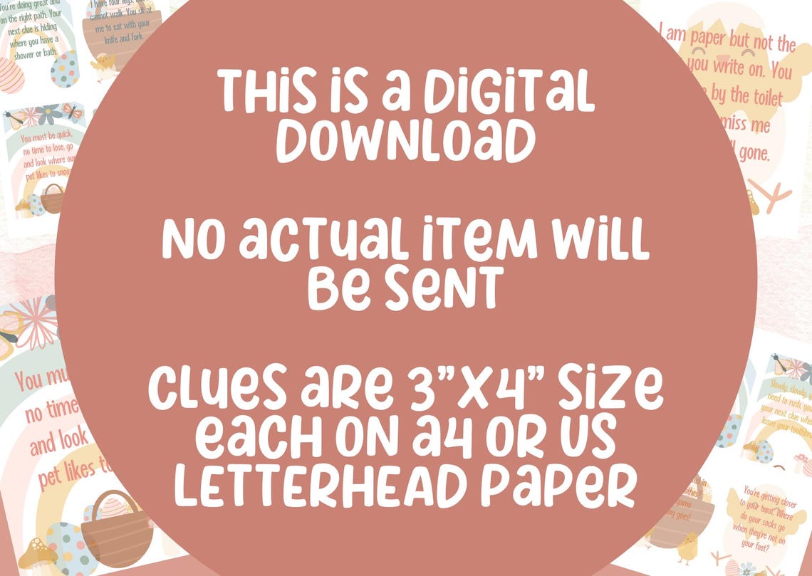 Indoor Easter Egg Treasure Hunt Clues: Printable Game (digital Download ...