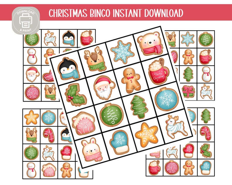 Christmas Cookie Bingo Game: Printable Holiday Activity (digital ...