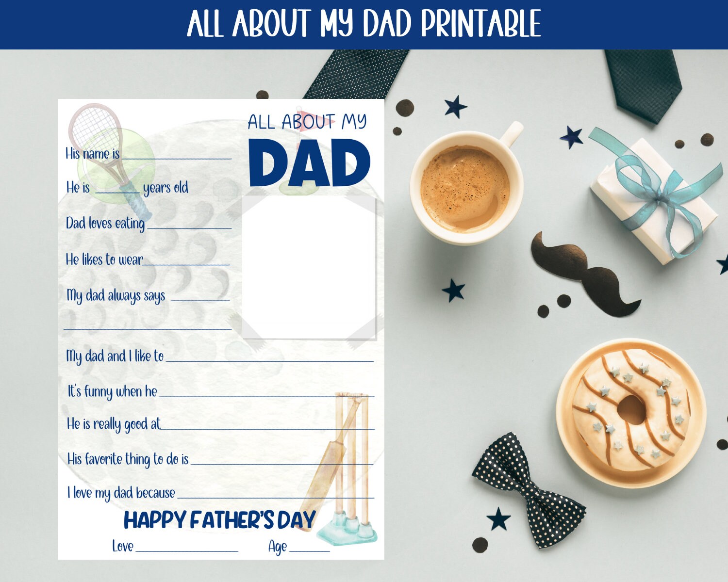 All About My Dad Printable, All About Dad, Father's Day Gift, Father's ...