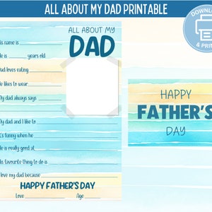 Father's Day Bundle, All About My Dad Printable, Father's Day Gift ...
