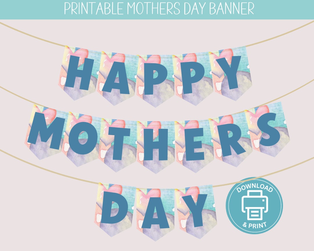 Happy Mothers Day Banner: Printable Party Decor (PDF) - Etsy