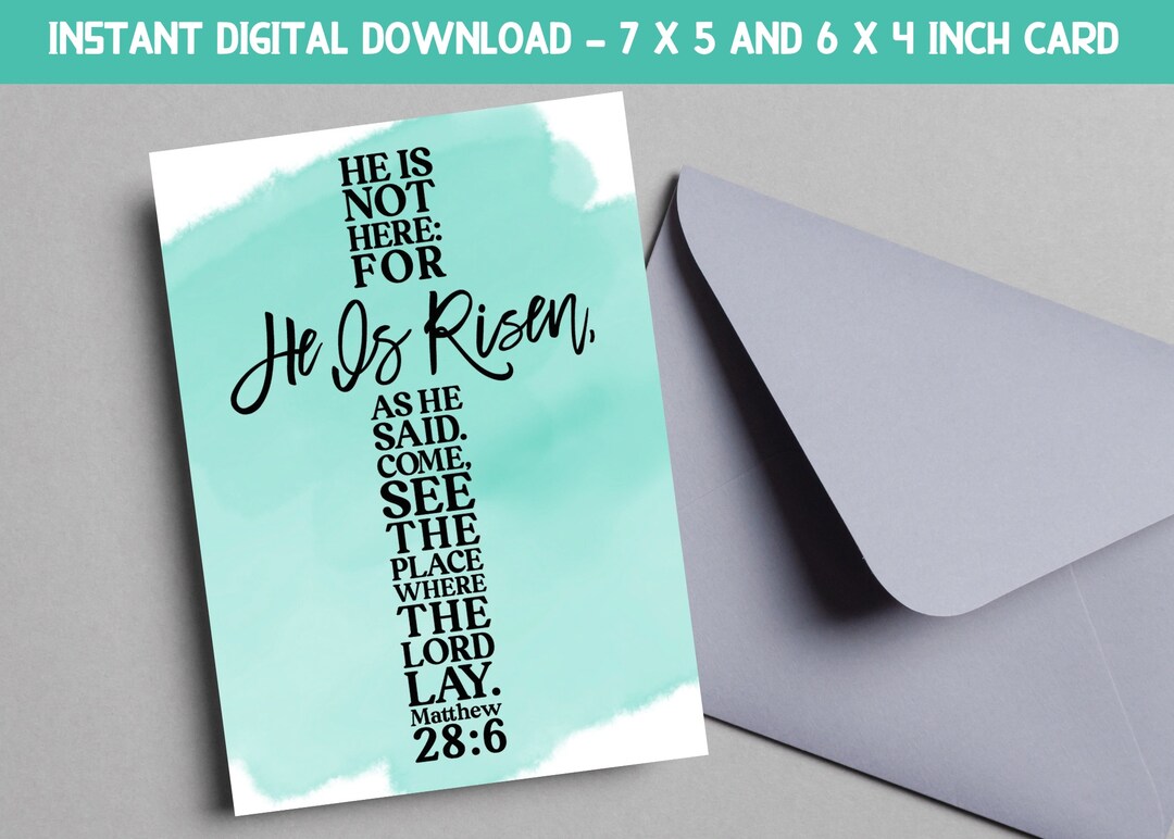 Printable Card, Christian Easter Greeting Card, Bible Verse Easter Card ...