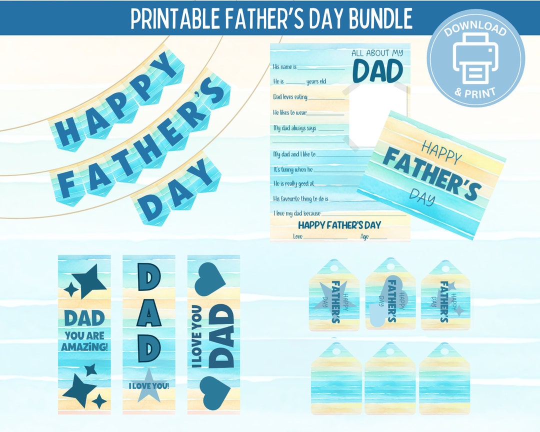 Father's Day Bundle, All About My Dad Printable, Father's Day Gift ...