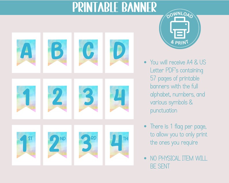 Printable Alphabet Banner, Letter and Number Printable Banner, Party ...