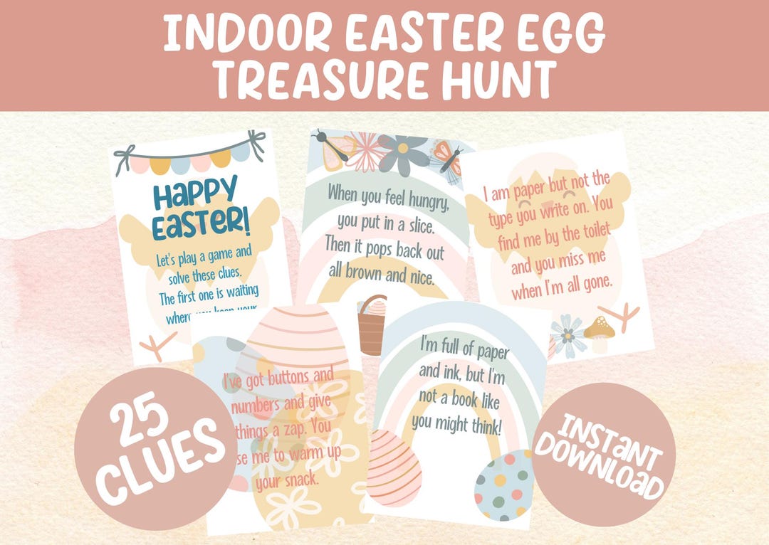 Indoor Easter Scavenger Hunt, Indoor Easter Treasure Hunt, Easter Egg ...