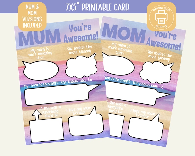 Mother's Day Card: All About My Mum Printable Questionnaire (digital ...