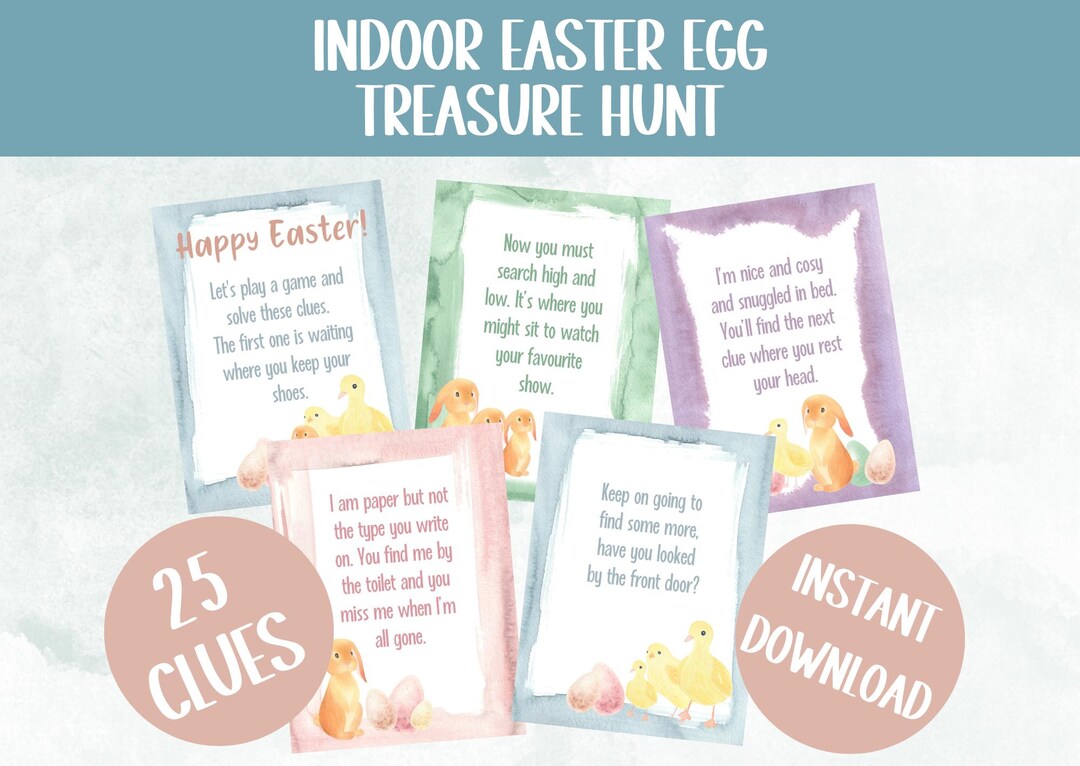 Indoor Easter Treasure Hunt Clues: Fun Easter Game (digital Download ...