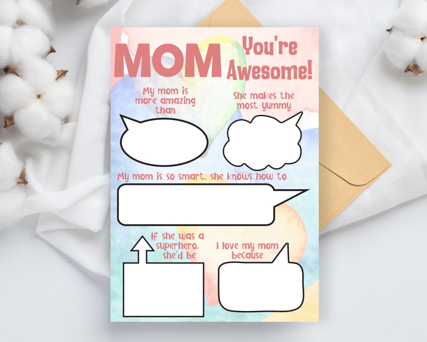 Mothers Day Card, All About My Mum Printable Card, All About Mom ...