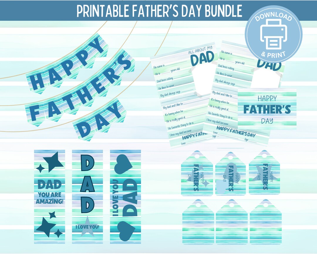 Father's Day Bundle, All About My Dad Printable, Father's Day Gift ...