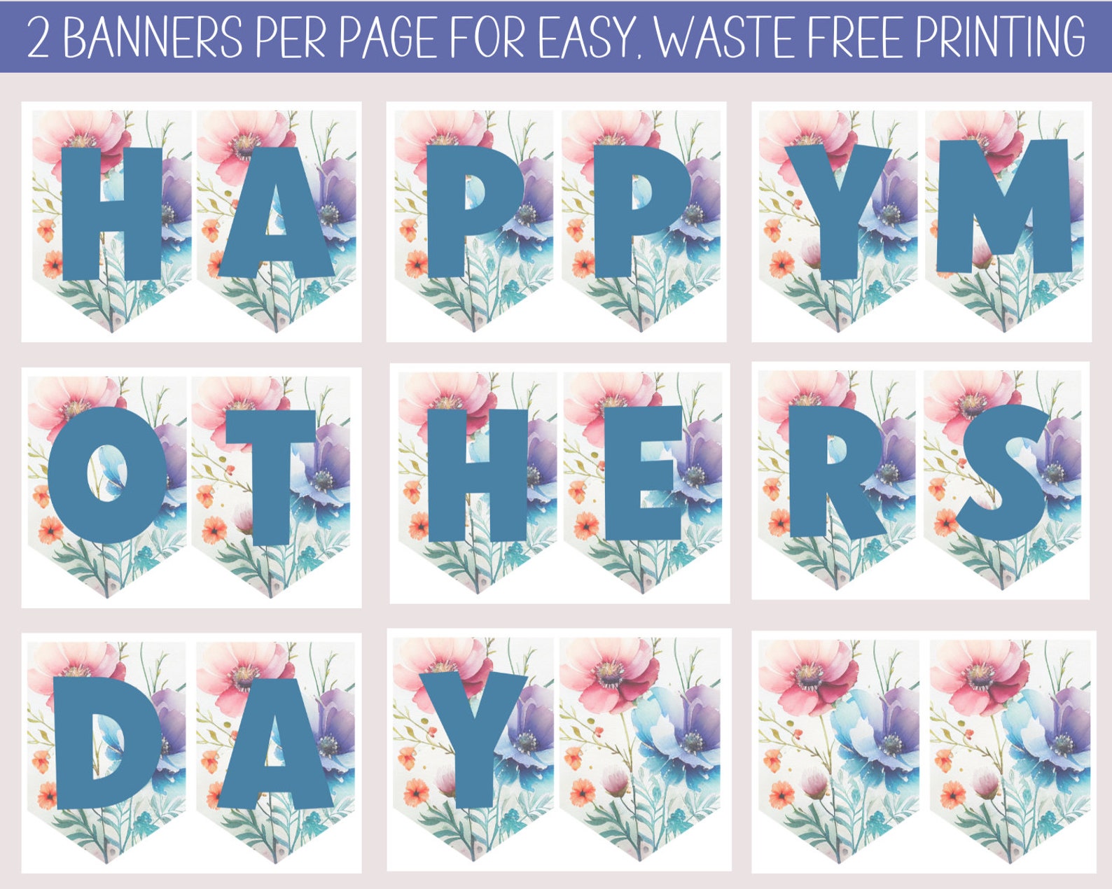 Mothers Day Banner Template, Mothers Day Printable, Happy Mothers Day ...