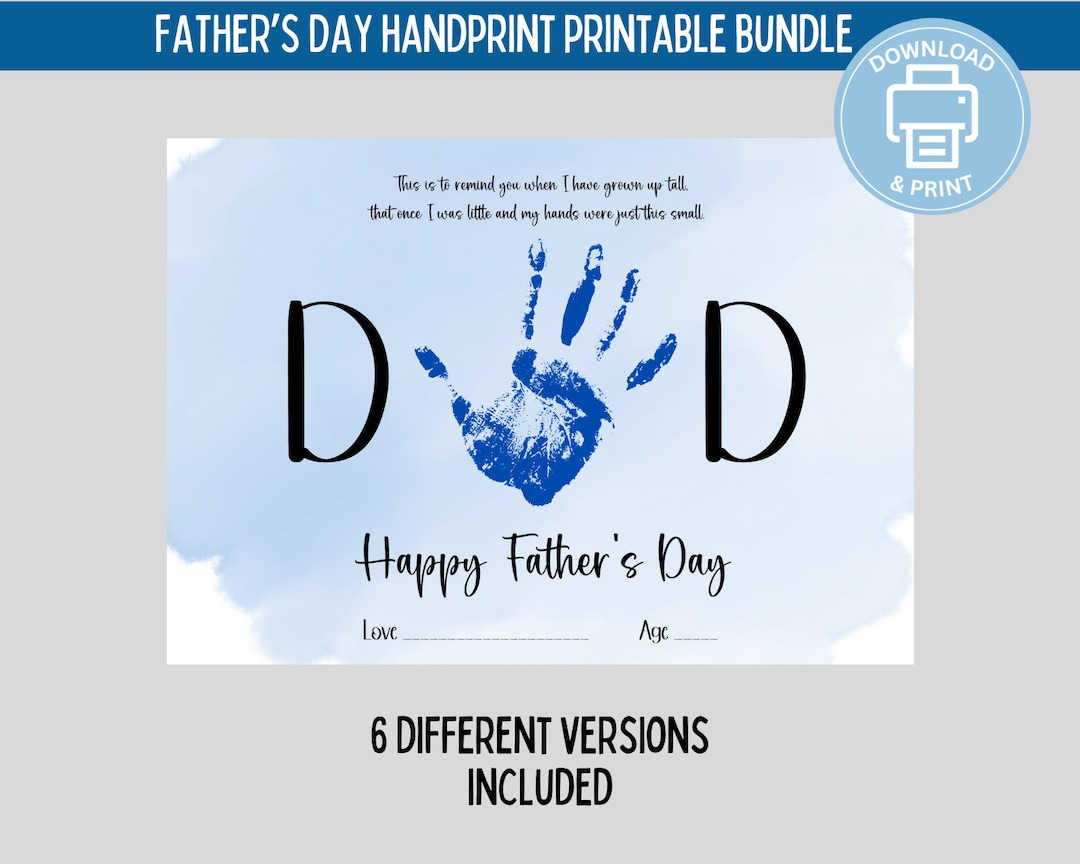 Father's Day Handprint Printable, DIY Gift for Dad, Preschool Father's ...