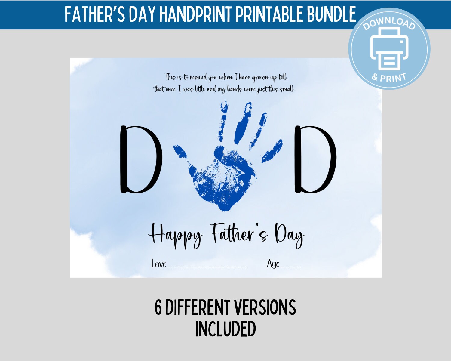 Father's Day Handprint Printable, DIY Gift for Dad, Preschool Father's ...