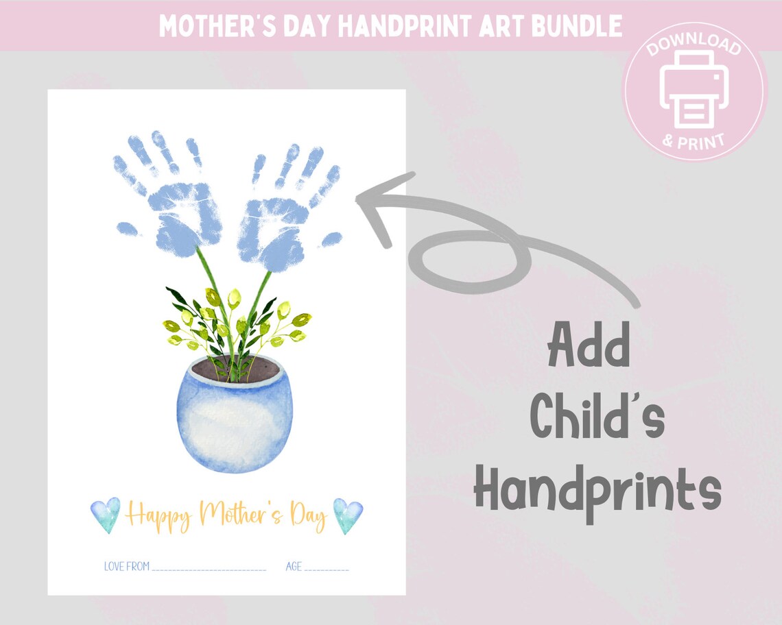 Mother's Day Handprint, Mothers Day Handprint Art, DIY Keepsake, Craft ...