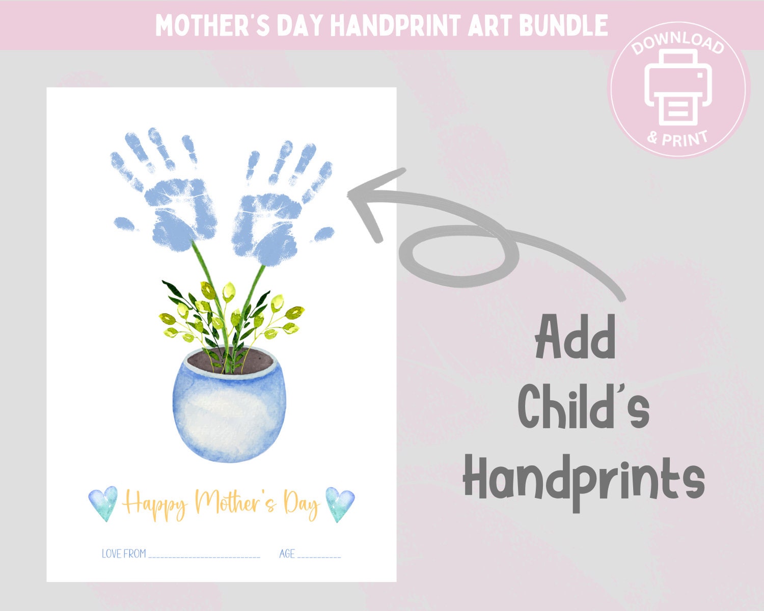 Mother's Day Handprint, Mothers Day Handprint Art, DIY Keepsake, Craft ...