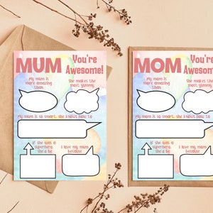 Mothers Day Card, All About My Mum Printable Card, All About Mom ...