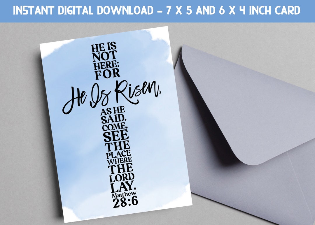 Printable Card, Christian Easter Greeting Card, Bible Verse Easter Card ...