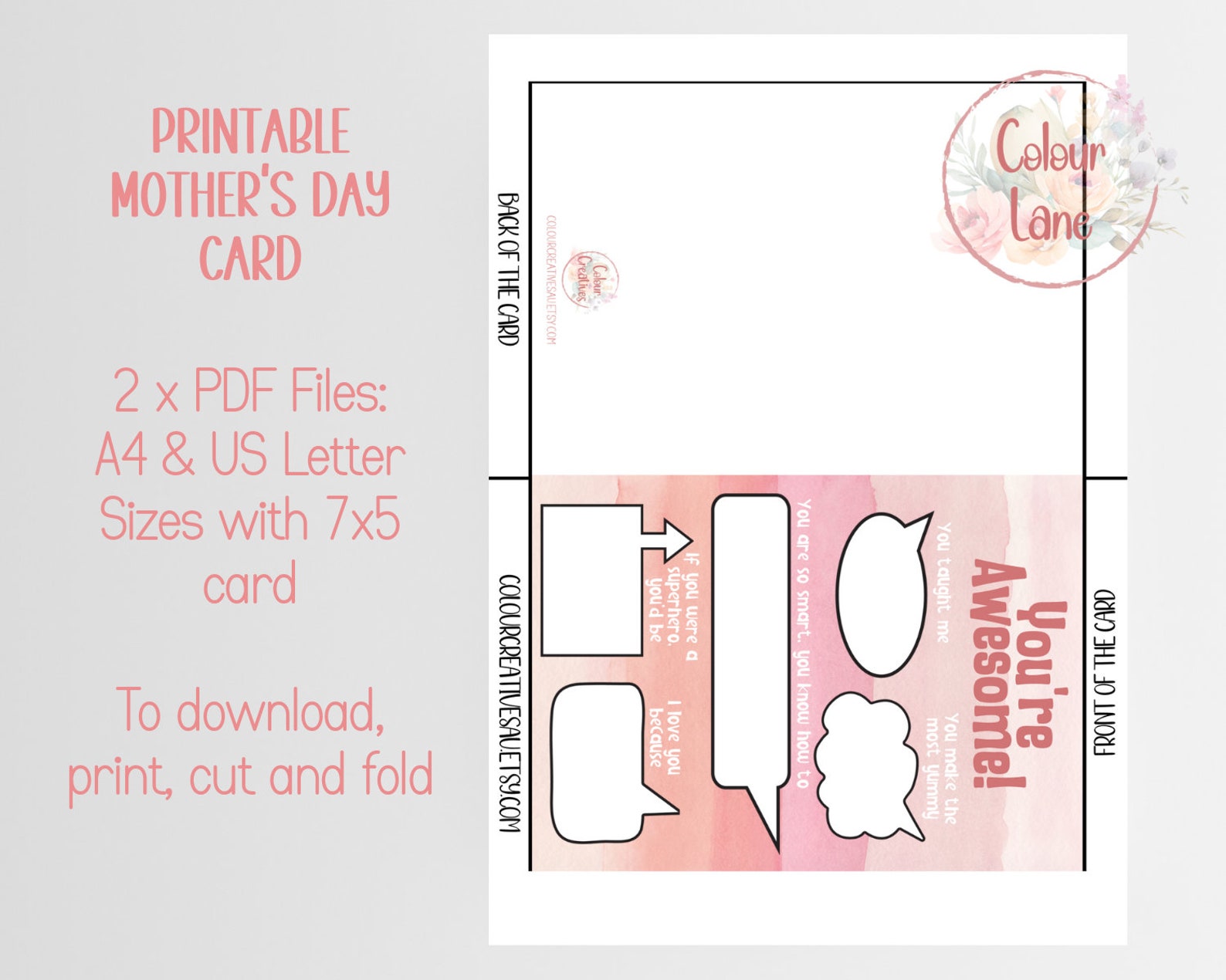 Mothers Day Card, All About My Special Person Printable Card, All About ...