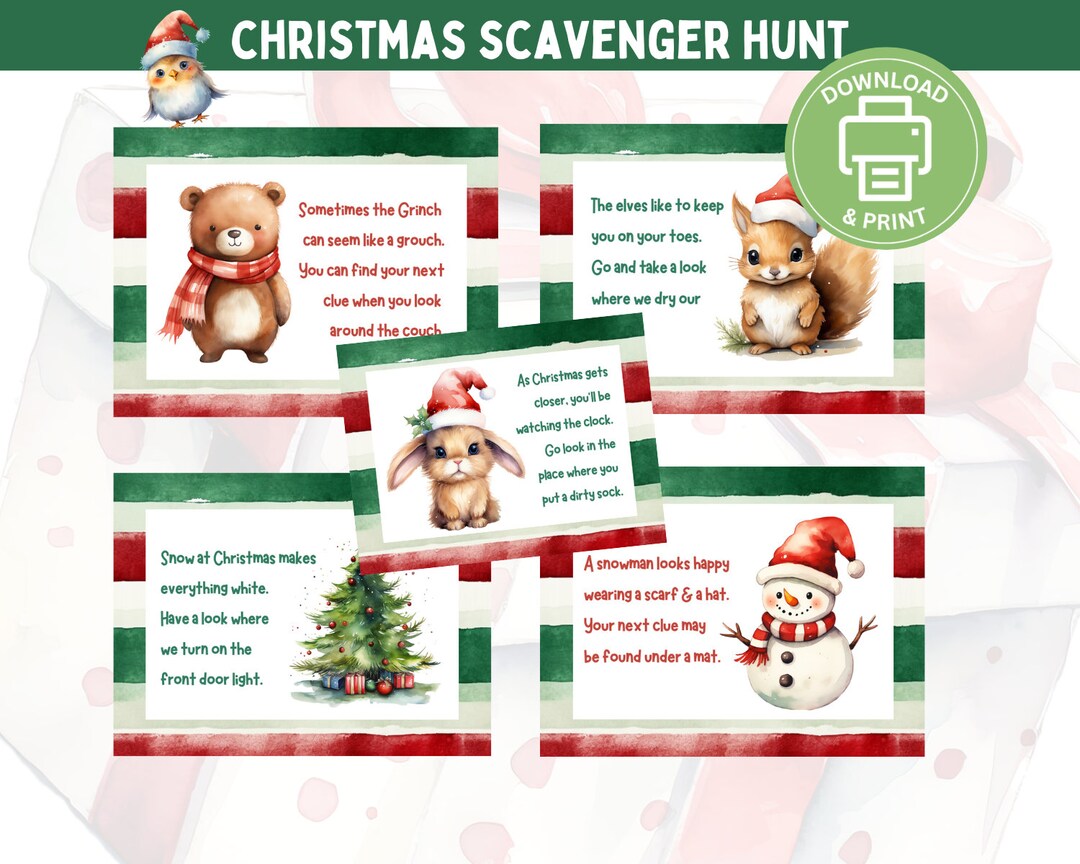Christmas Scavenger Hunt, Indoor Christmas Treasure Hunt, Christmas ...
