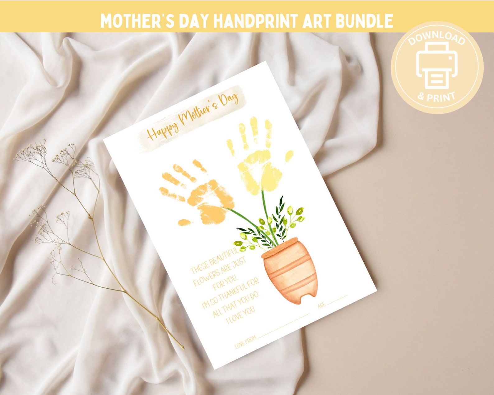 Mother's Day Handprint, Mothers Day Handprint Art, DIY Keepsake, Craft ...
