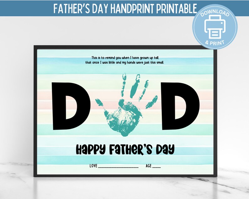 Father's Day Handprint Printable, DIY Gift for Dad, Preschool Father's ...