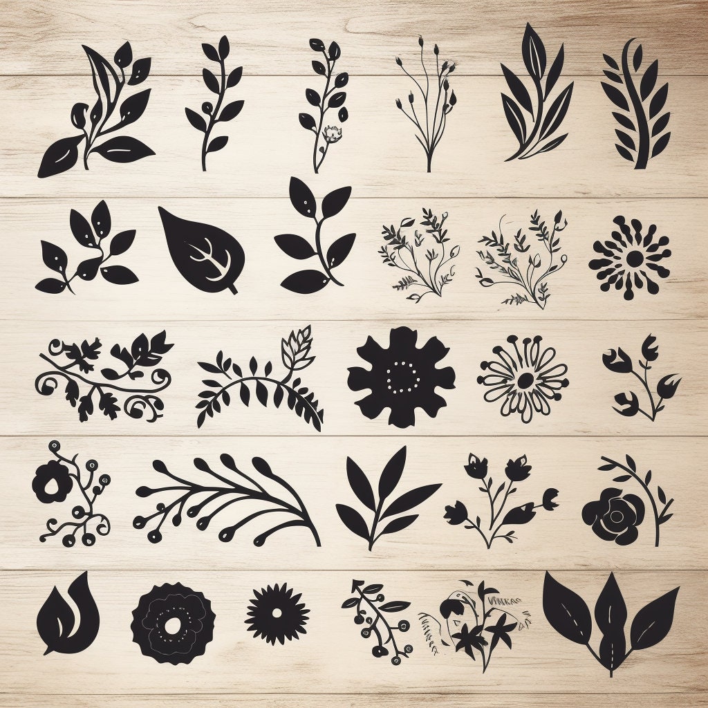 Floral Svg Bundle Flower Svg Floral Svg Plant Svg Hand Drawn Flower Svg ...