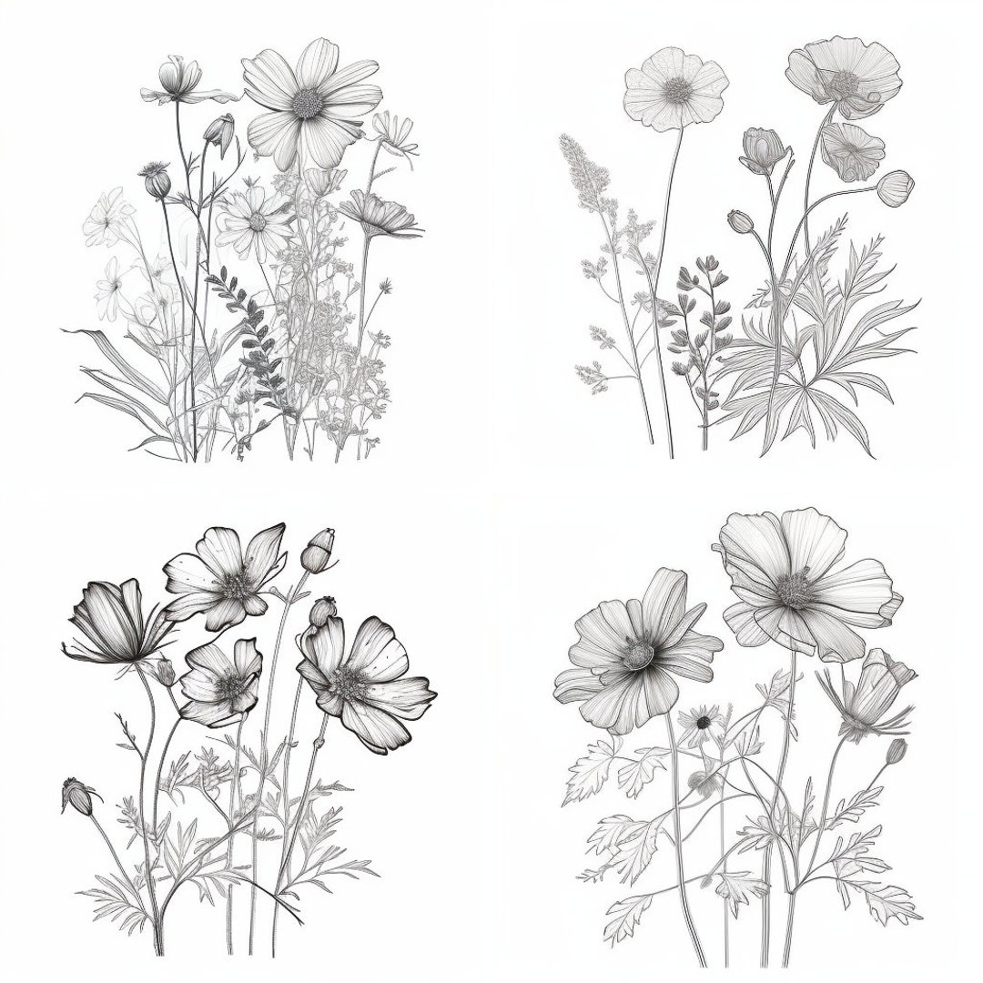 Flower Svg | Wild Flower Svg | Botanical Svg | Svg for Circuit | Nature ...