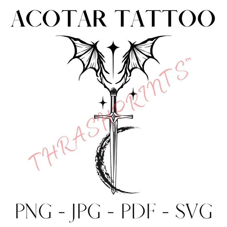 Feyre & Rhysand Inspired Digital Tattoo Art ACOTAR Night - Etsy