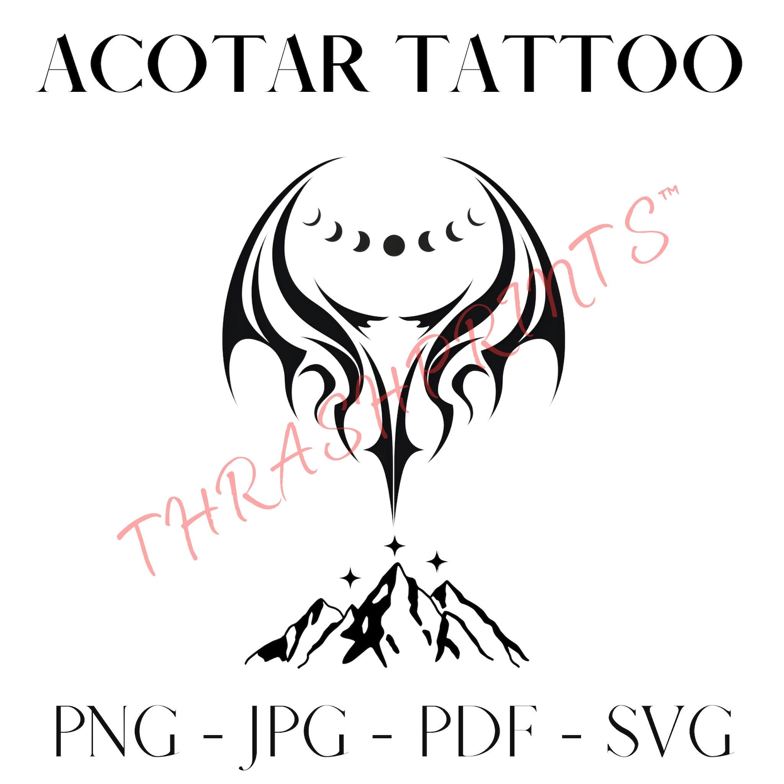 Acotar-inspired Digital Tattoo Design Sarah J. Maas Fantasy - Etsy