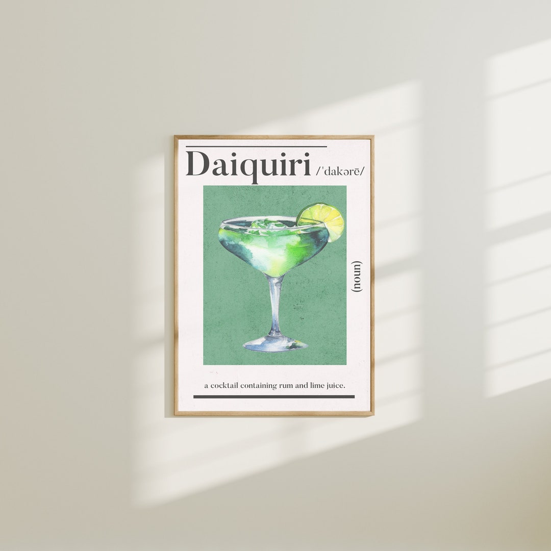 Classic Daiquiri Poster, Alcohol Poster, Retro Daiquiri Print, Wall ...