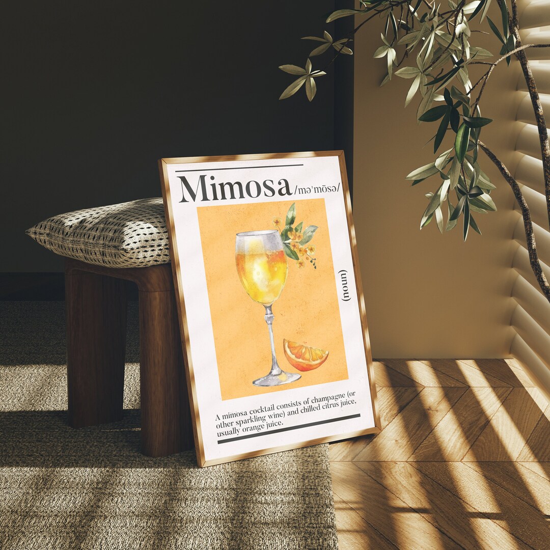 Classic Mimosa Poster, Alcohol Poster, Retro Cocktail Print, Retro Wall ...