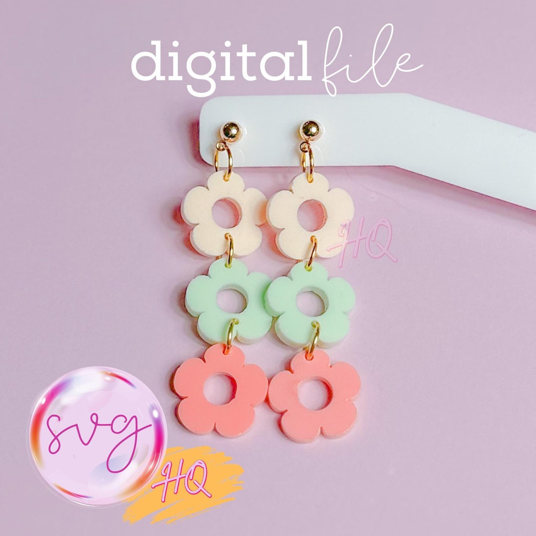 Daisy Dangle Earrings SVG - Etsy