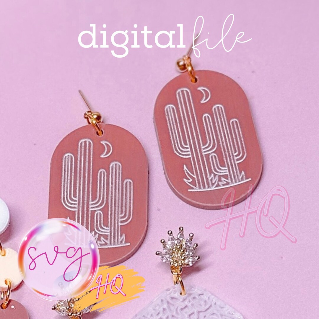 Boho Desert Cactus Scene Earrings SVG - Etsy