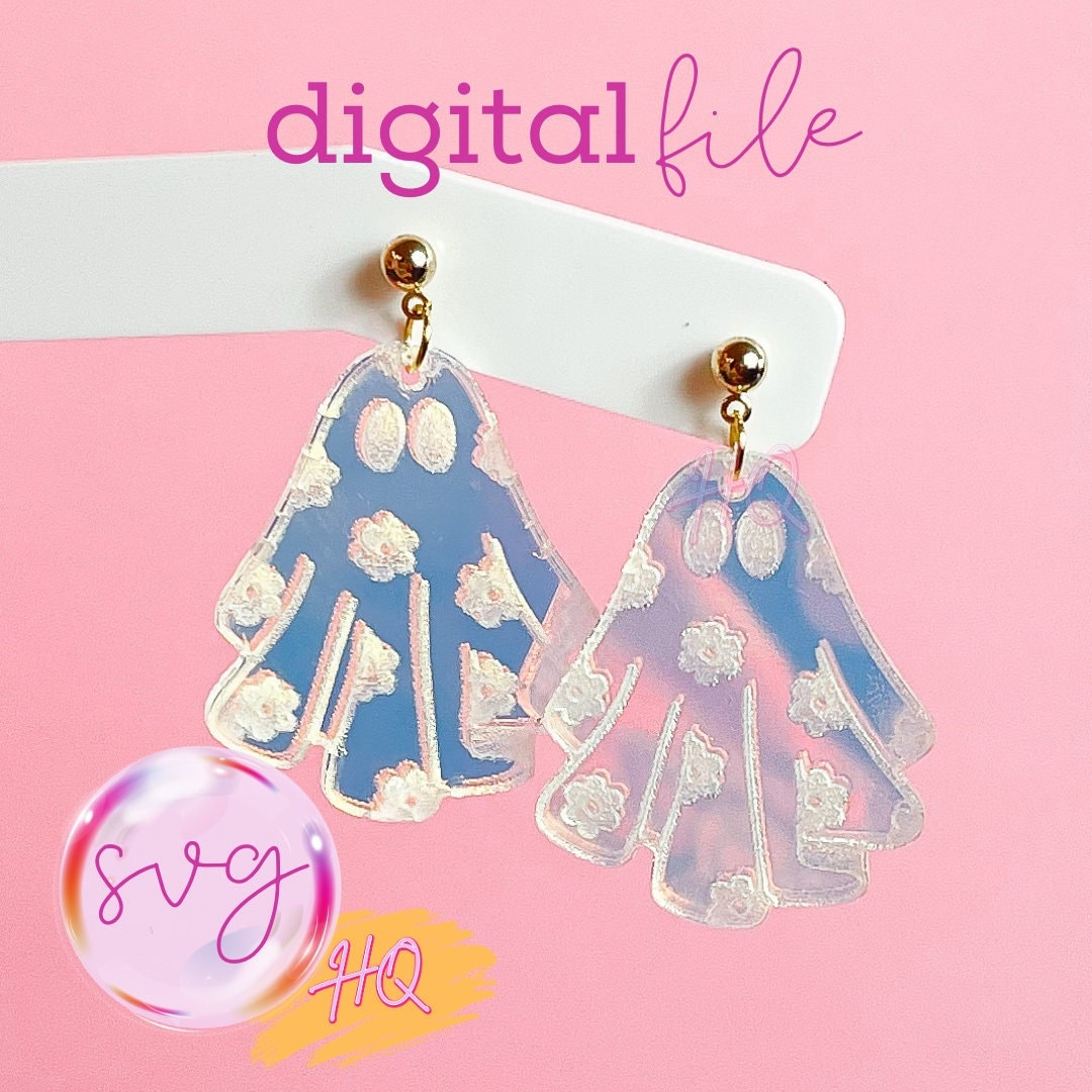 Daisy Ghost Earrings SVG - Etsy