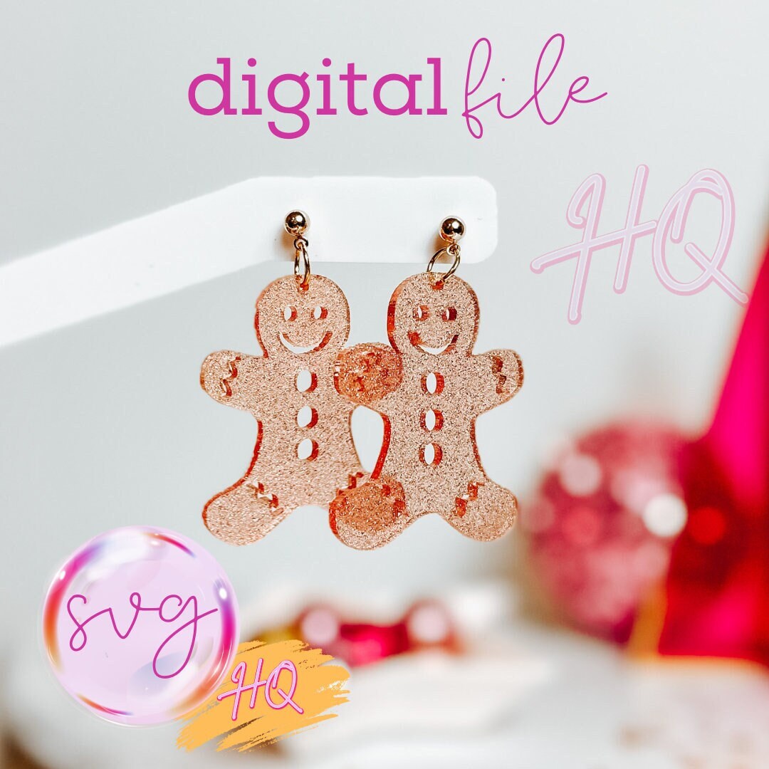 Christmas Gingerbread Man Earrings SVG - Etsy