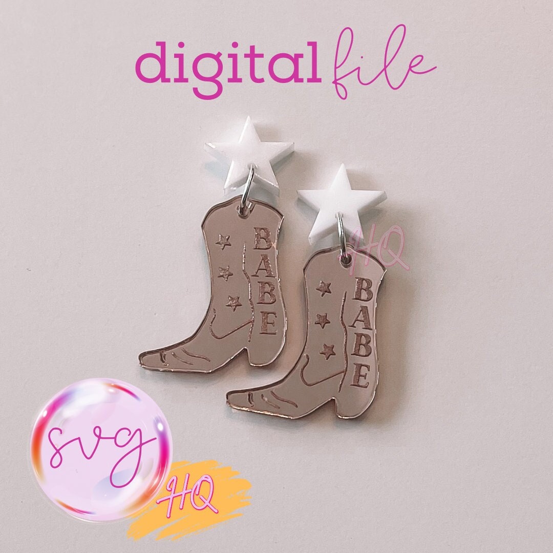 Babe Boot Earrings SVG - Etsy